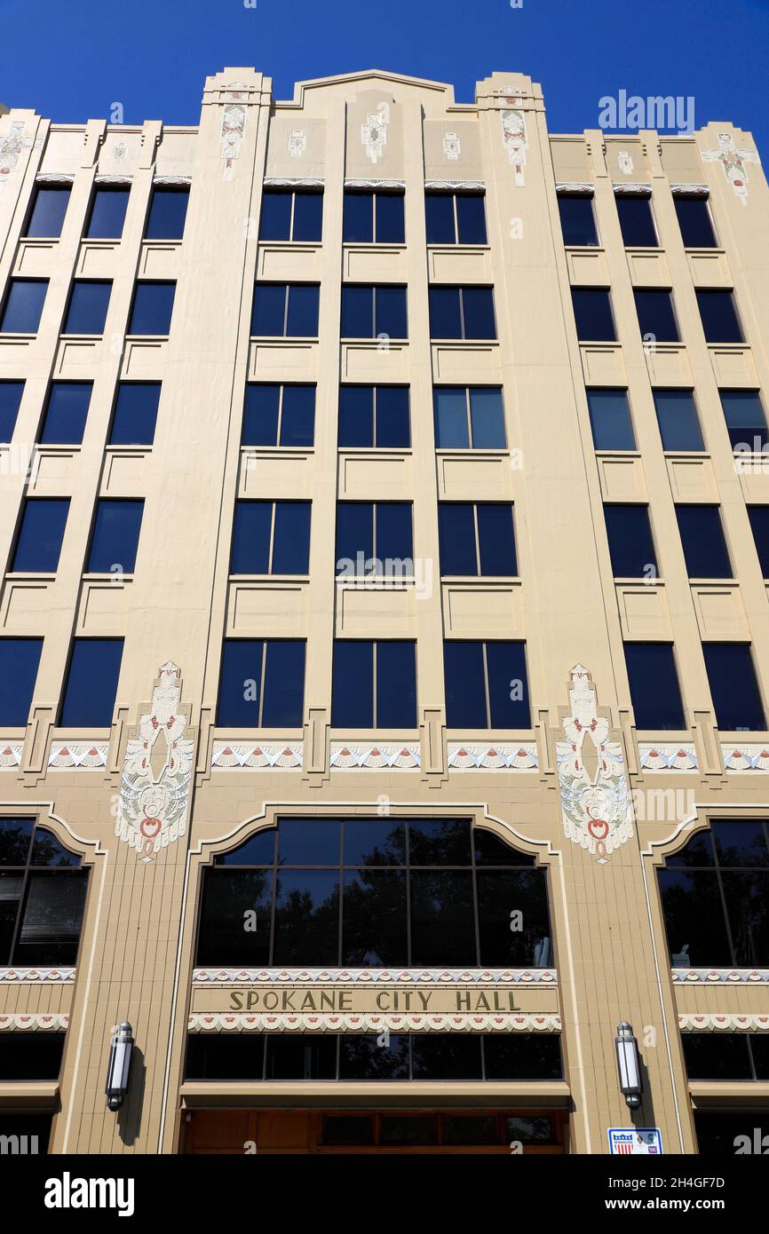 Art Deco architecture style Spokane City Hall.Spokane.Washington.USA ...