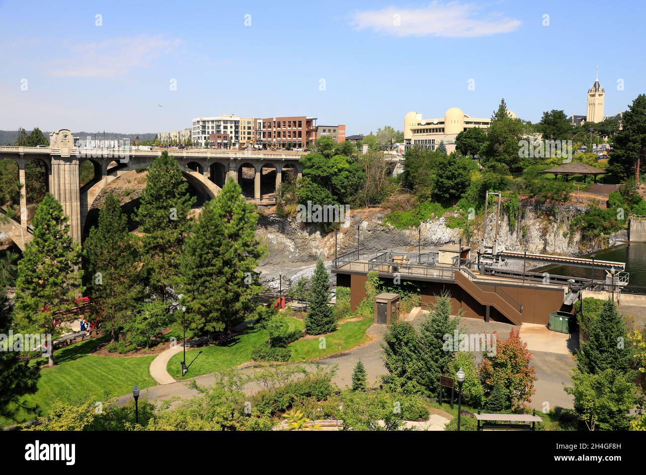 The view of Monroe Street Bridge from Huntington Park.Spokane ...