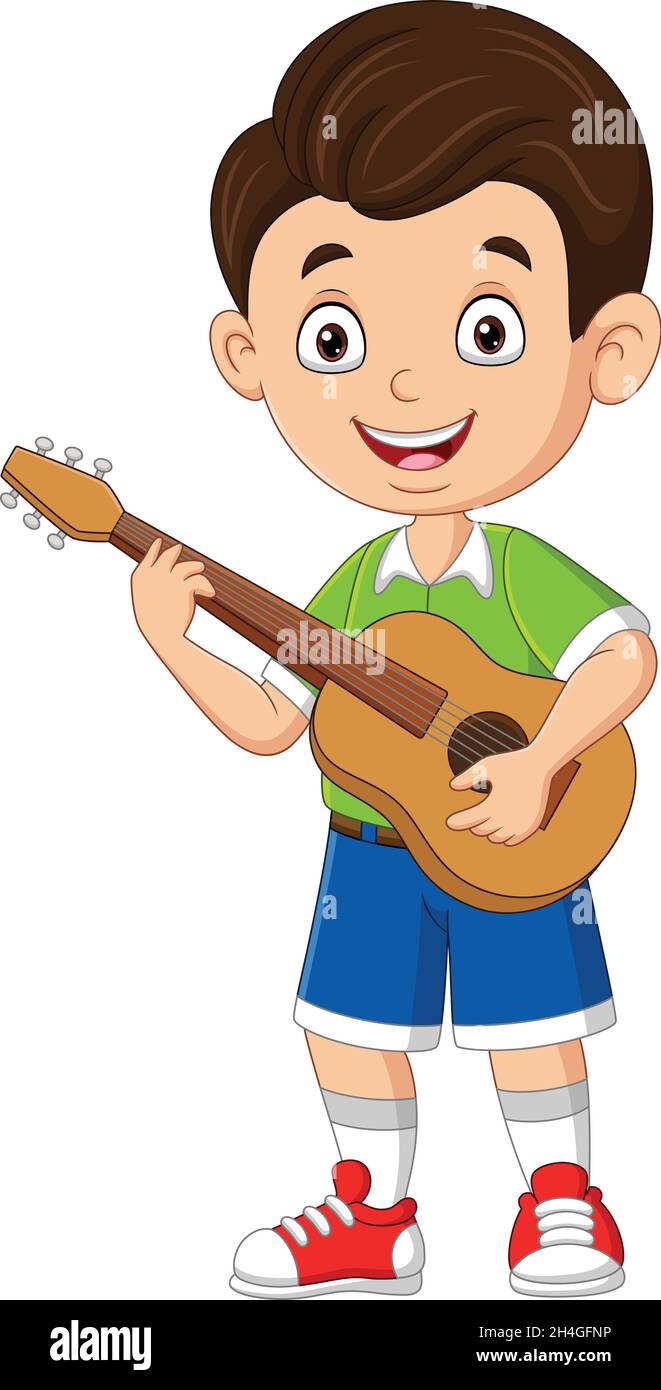 Boy guitar cartoon illustration hi-res stock photography and images - Alamy