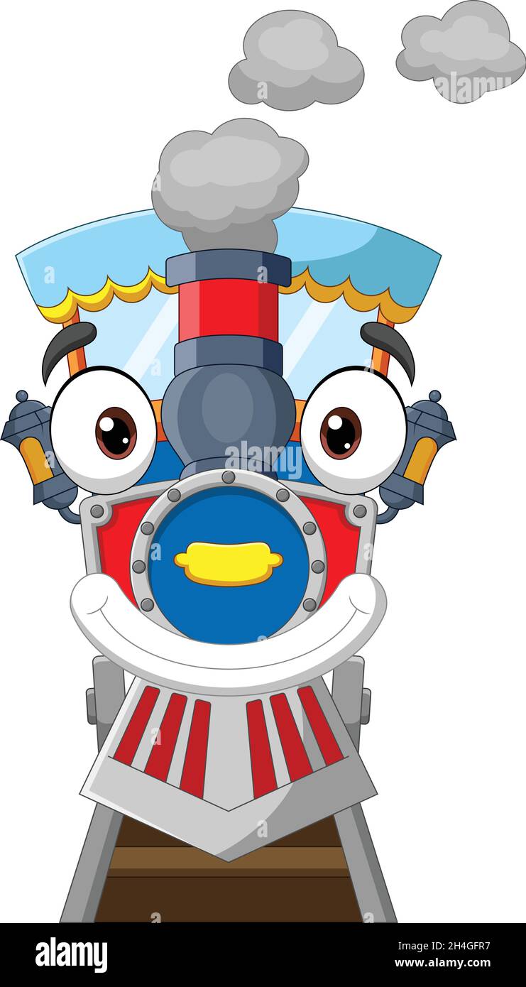 Cartoon funny train isolated on white background Stock Vector Image ...