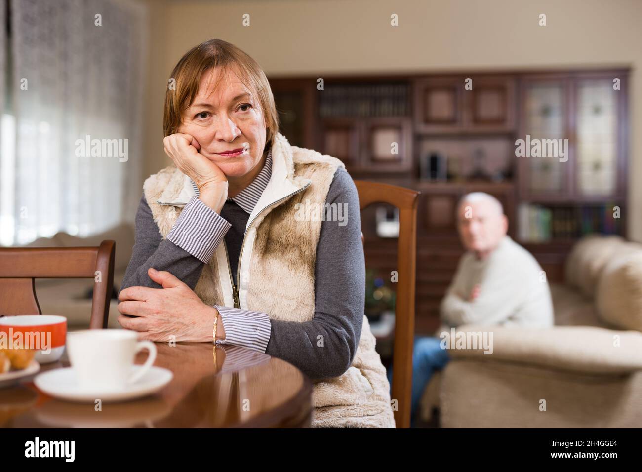 Elderly couple having conflict at home Stock Photo - Alamy