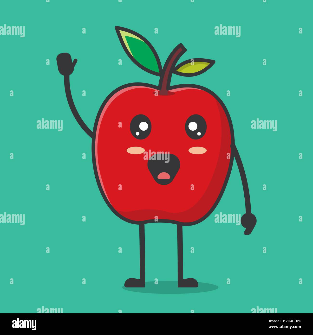 cute red apple smile isolated cartoon vector illustration in flat style ...