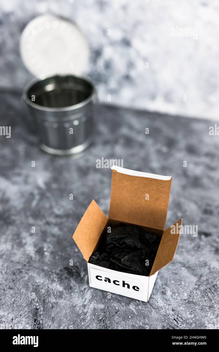 online privacy and stored information concept, metaphor of box with ...