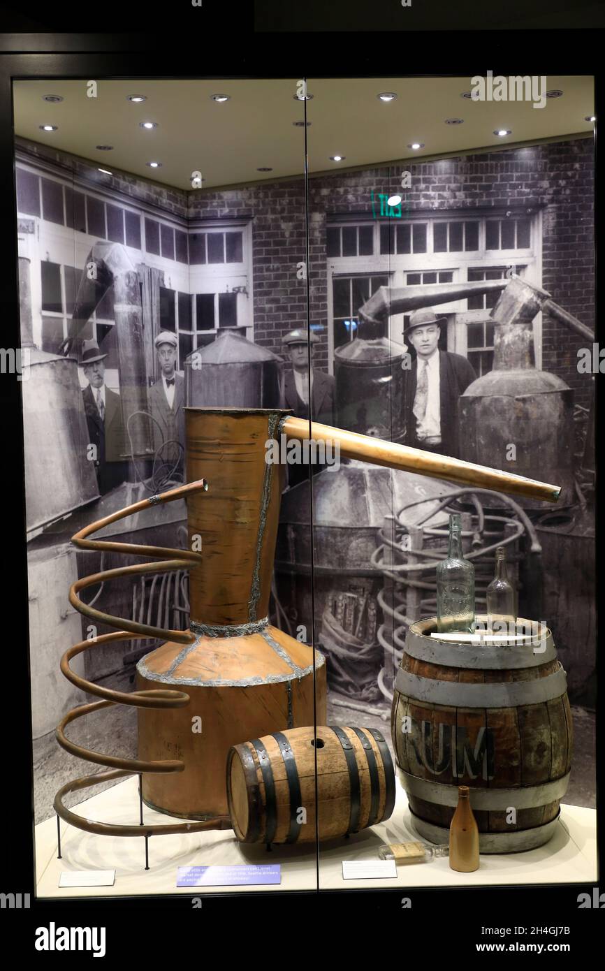 Exhibition of Prohibition with historical photos of Moonshine maker and ...