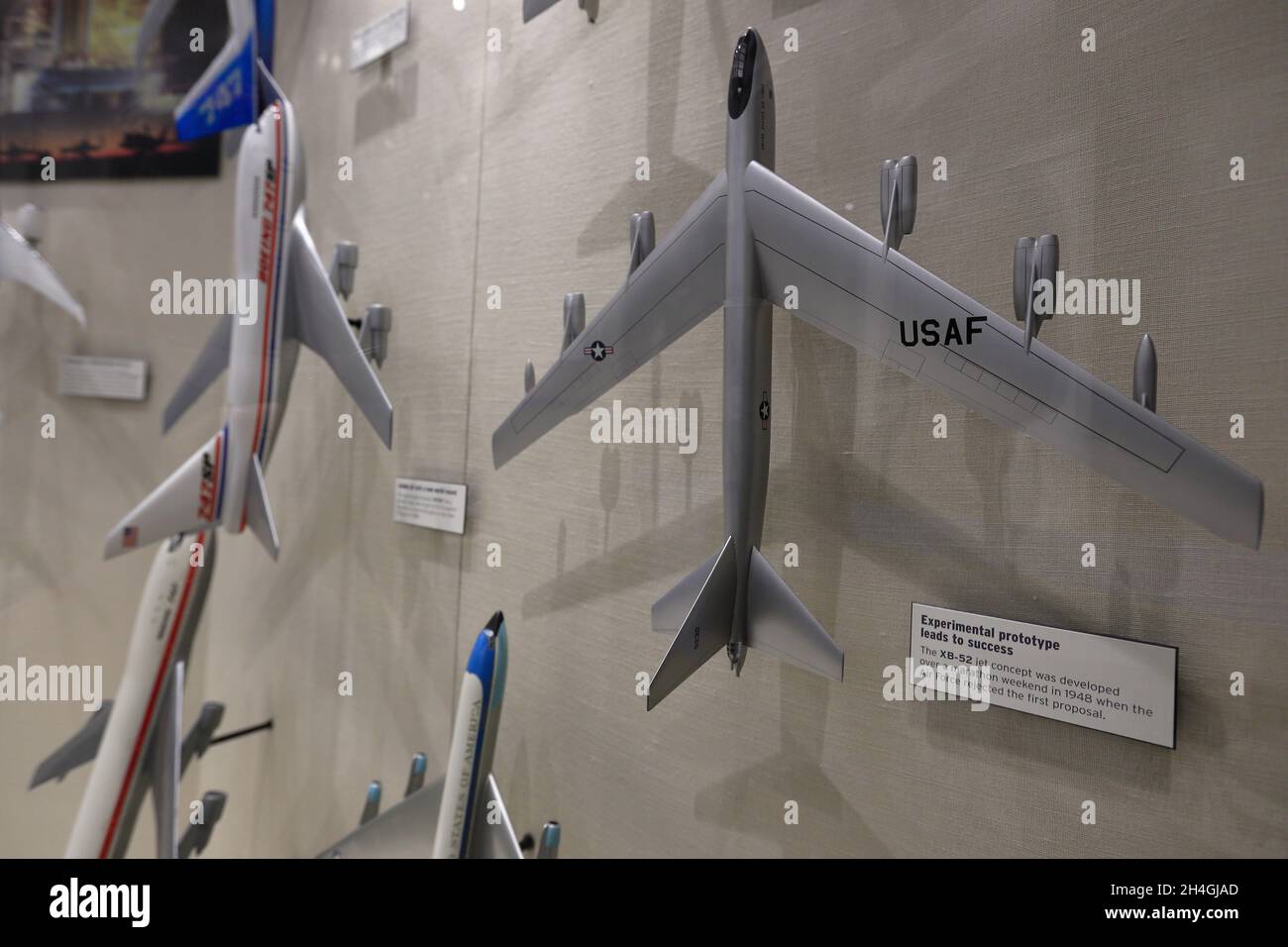 The models of Boeing built airplanes display in the exhibition of ...