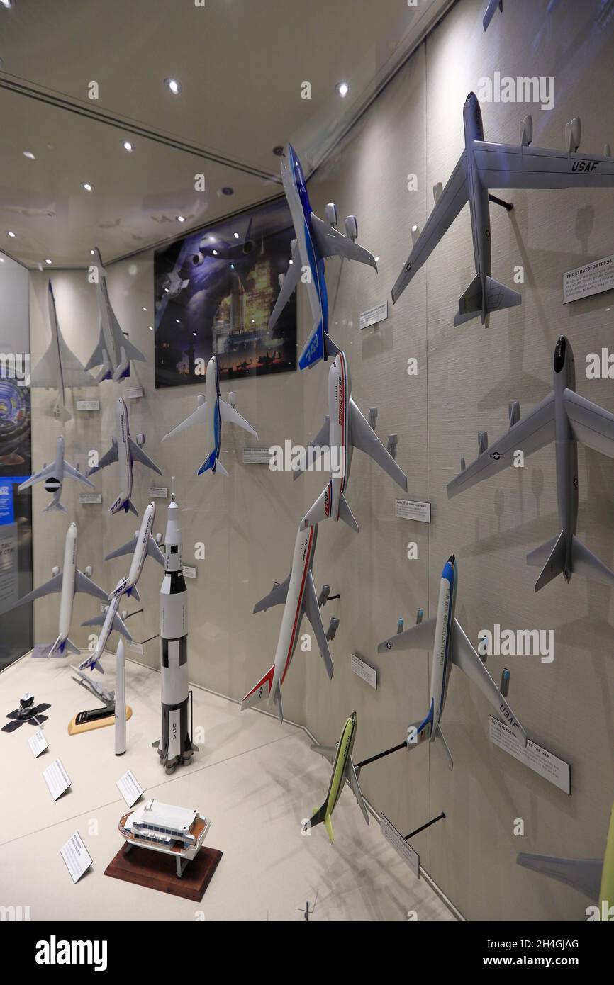 The models of Boeing built airplanes display in the exhibition of ...