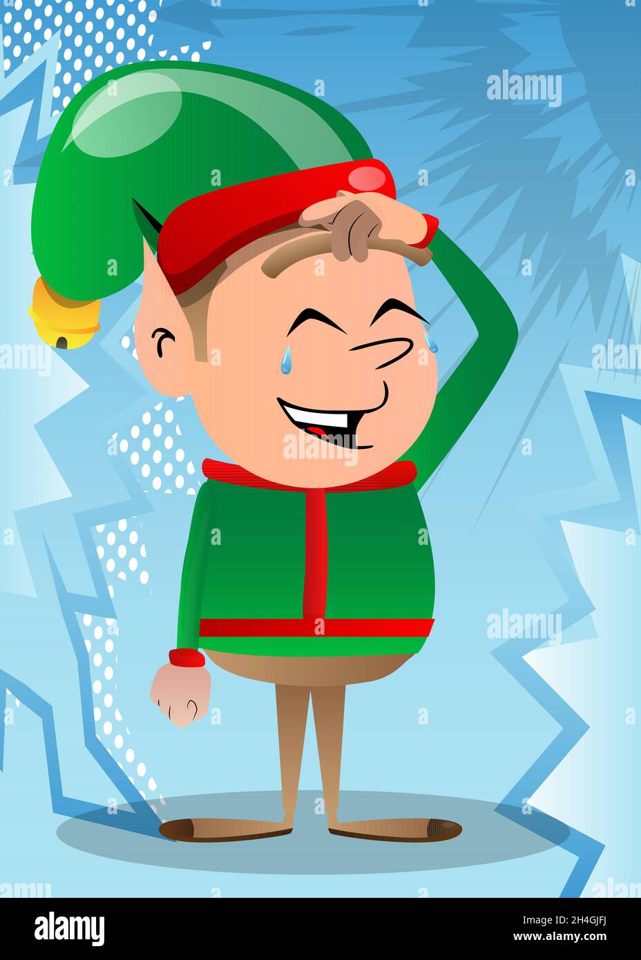 Christmas Elf confused, scratching his head. Vector cartoon character ...