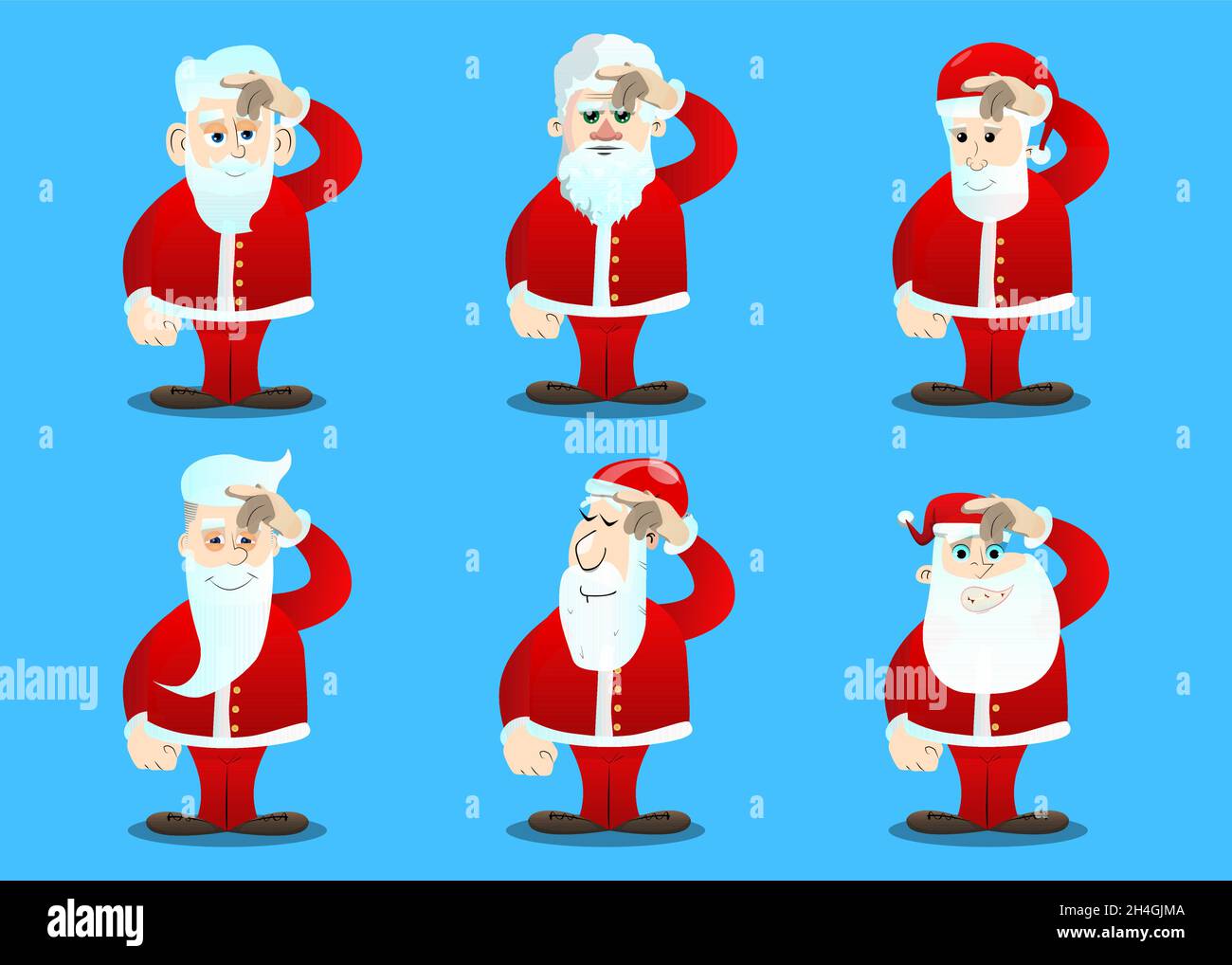 Santa Claus in his red clothes with white beard confused, scratching ...