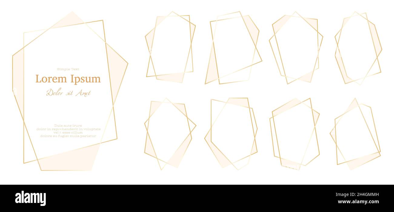 Frame polygonal luxury geometric gold flat set. Elegant label blank ...