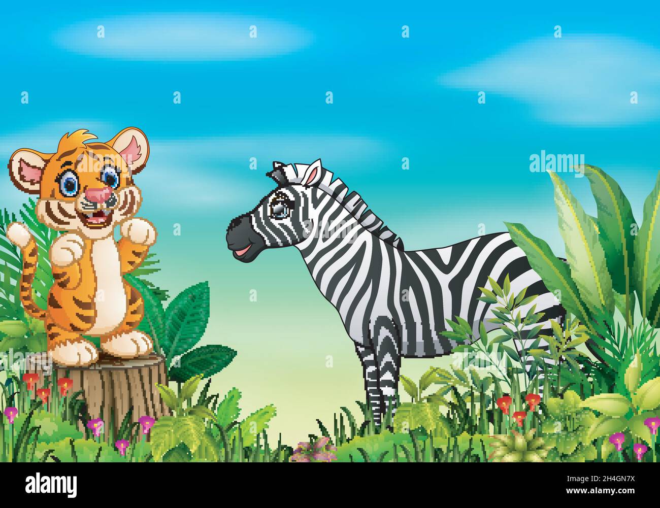 Cartoon illustration zebra waving hi-res stock photography and images ...