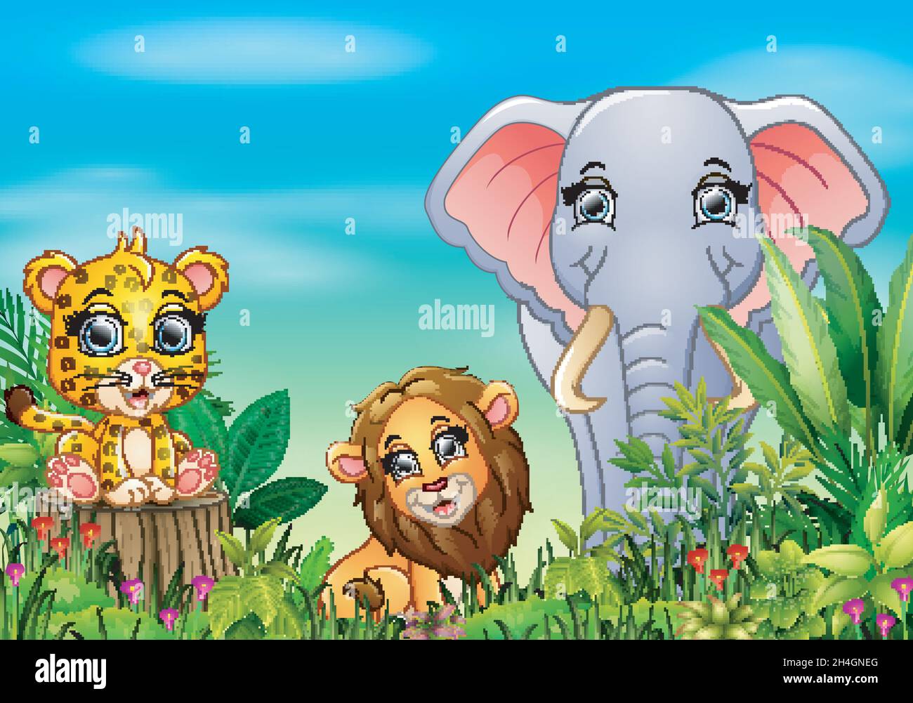 Cartoon wild animal in the beautiful garden Stock Vector Image & Art ...