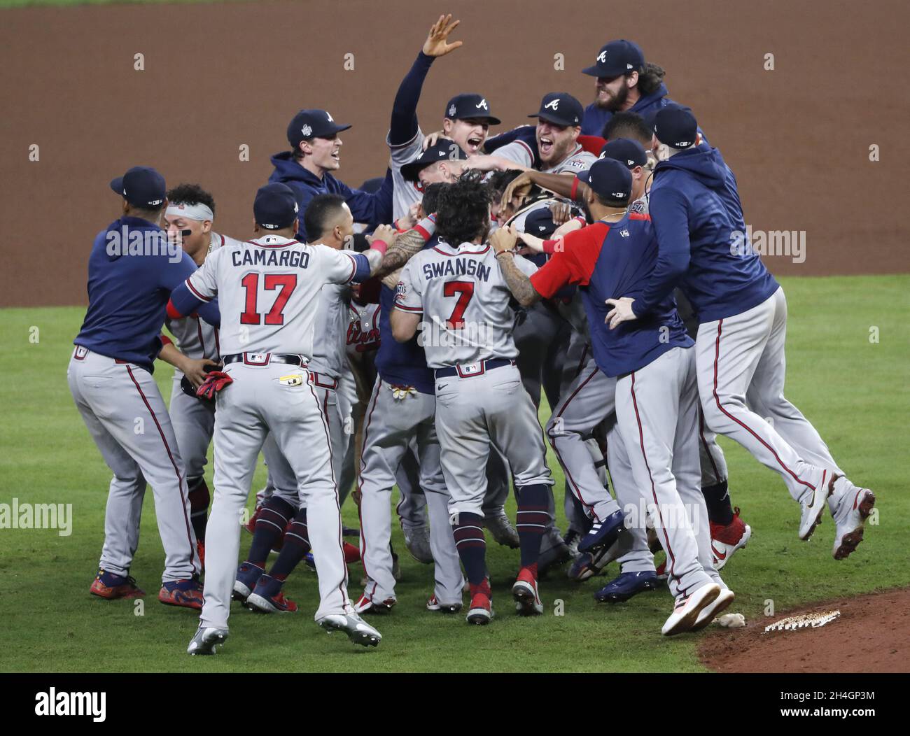 Houston, United States. 02nd Nov, 2021. The Atlanta Braves celebrate ...