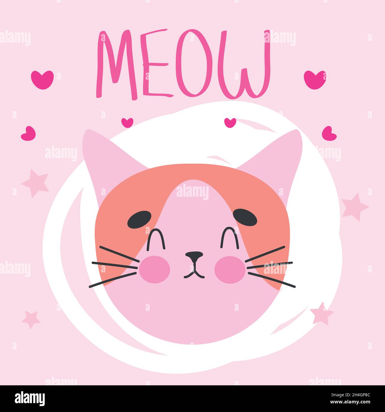 pink cat cartel and meow lettering Stock Vector Image & Art - Alamy