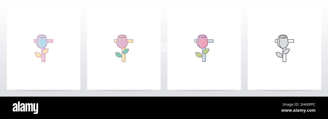 Rose On Letter Logo Design T Stock Vector Image & Art - Alamy