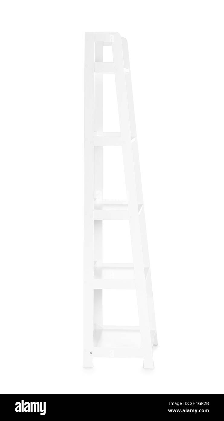 Modern shelving unit on white background Stock Photo - Alamy