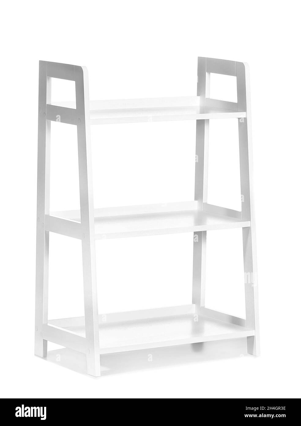 Modern shelving unit on white background Stock Photo - Alamy