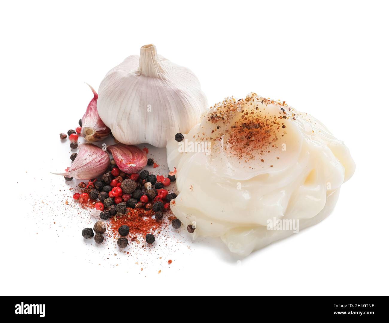 Fresh lard with spices on white background Stock Photo - Alamy
