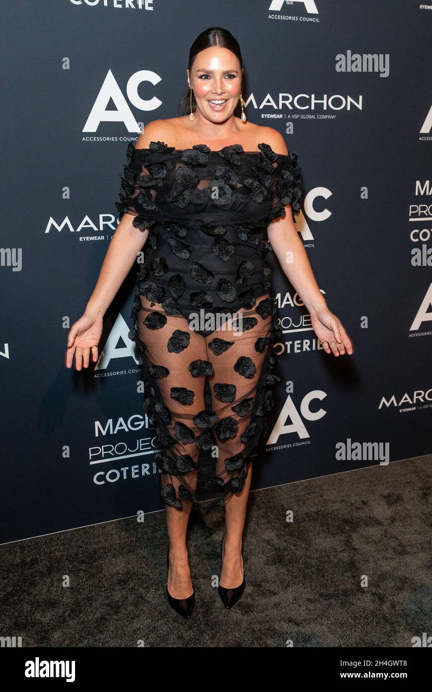 New York, November 2, 2021. . Candice Huffine wearing dress by ...