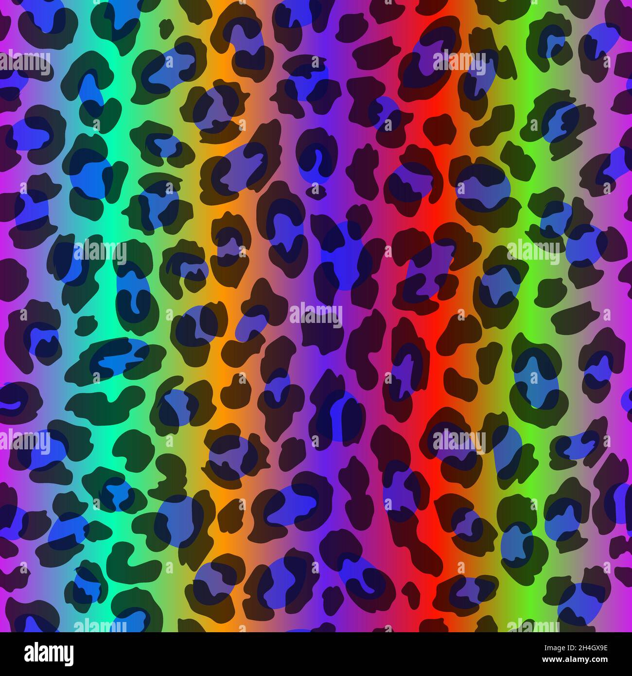 Neon leopard seamless pattern. Rainbow-colored spotted background ...
