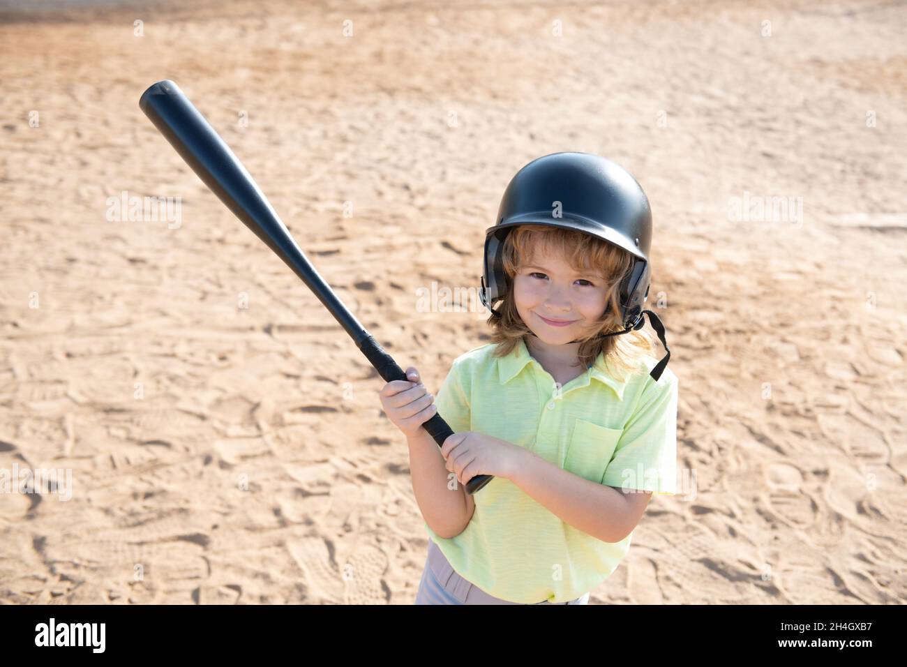 Child playing Baseball. Batter in youth league getting a hit. Boy kid ...