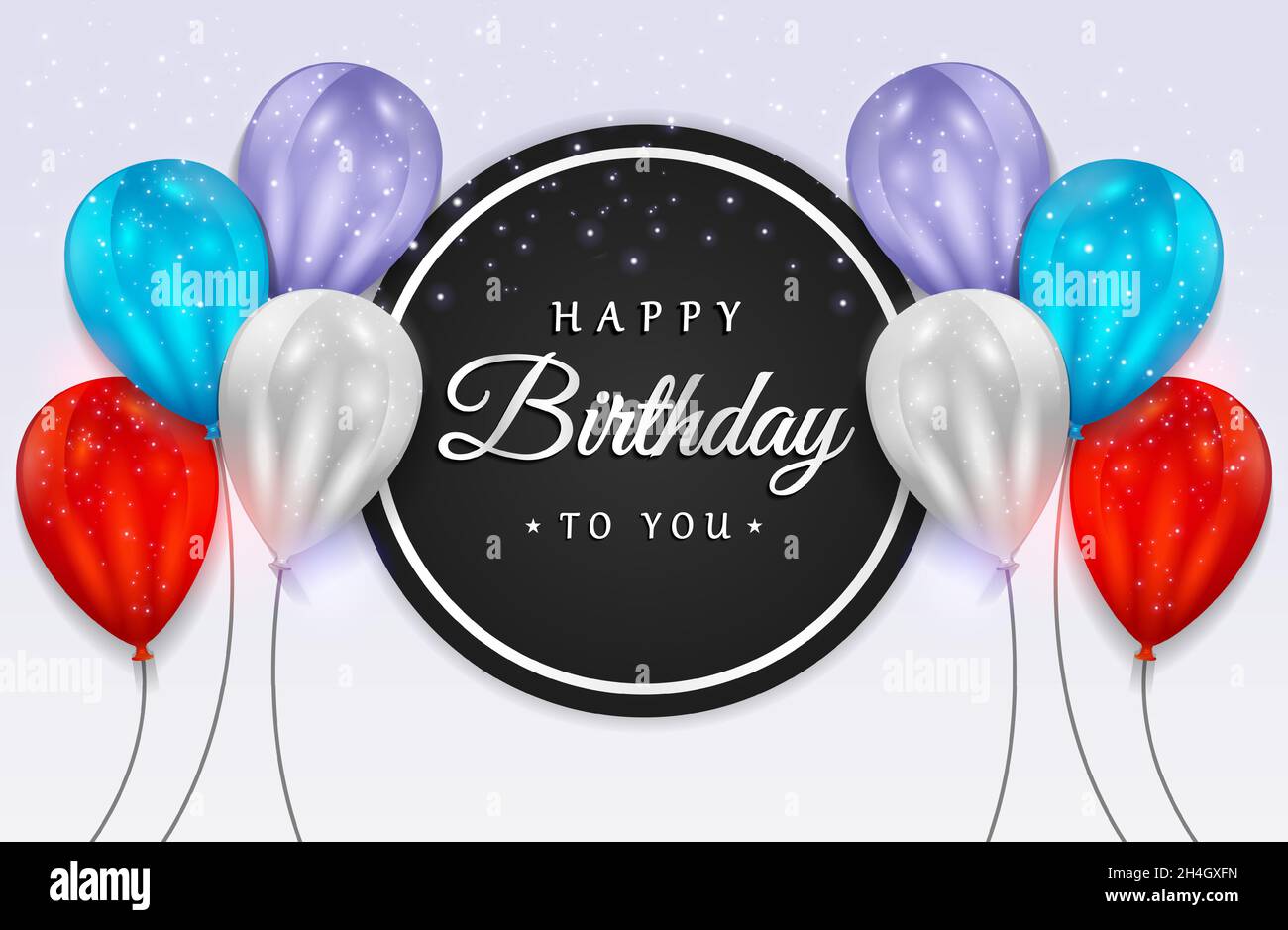 Happy Birthday celebration with realistic balloons and glitter confetti ...