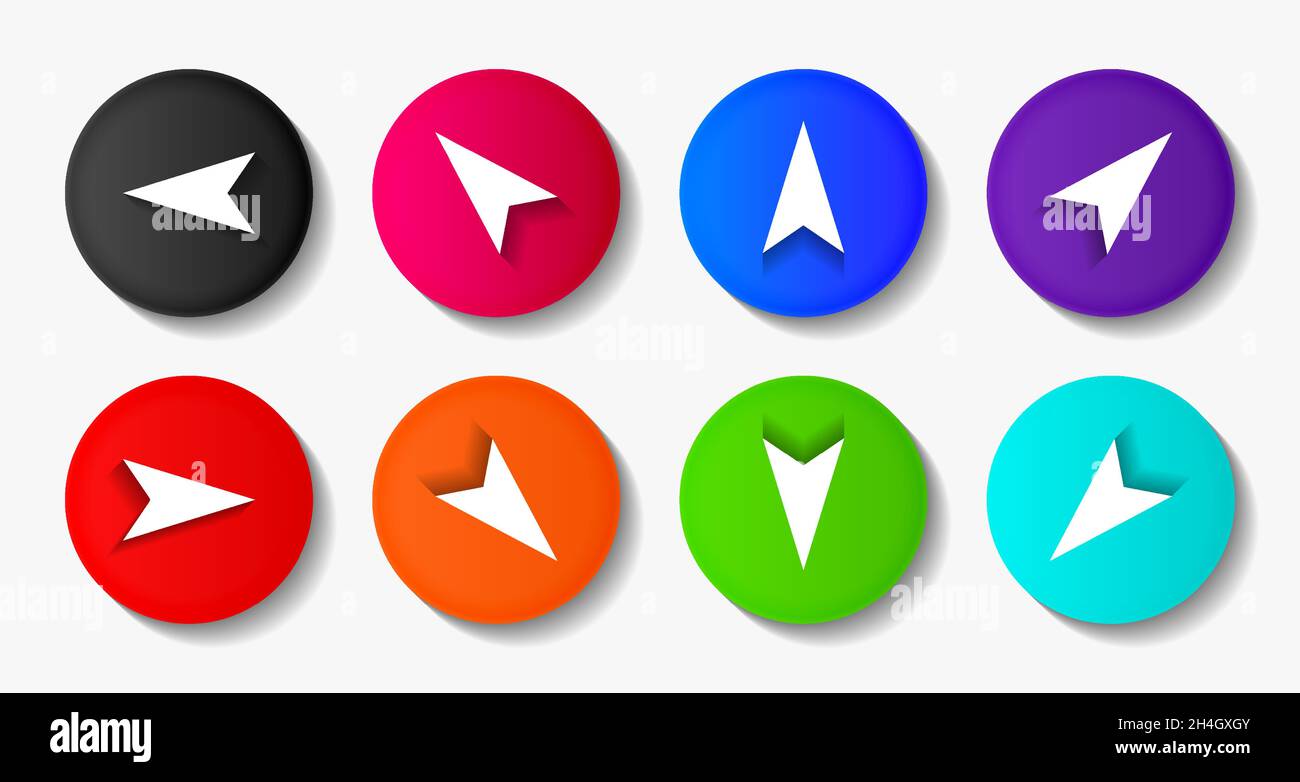 Navigation Arrow Icons set isolated on white background. Flat Design ...