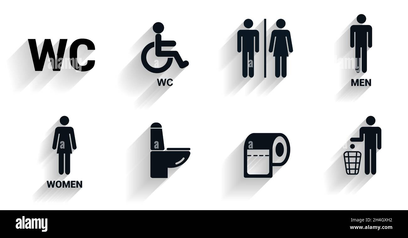 Toilet icons set in with shadow., Toilet signs, Restroom icons ...
