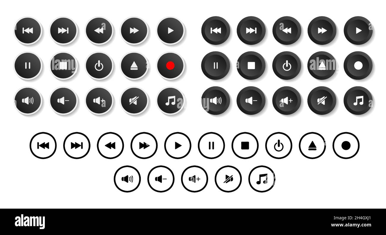 Audio player buttons sound icons Stock Vector Images - Alamy