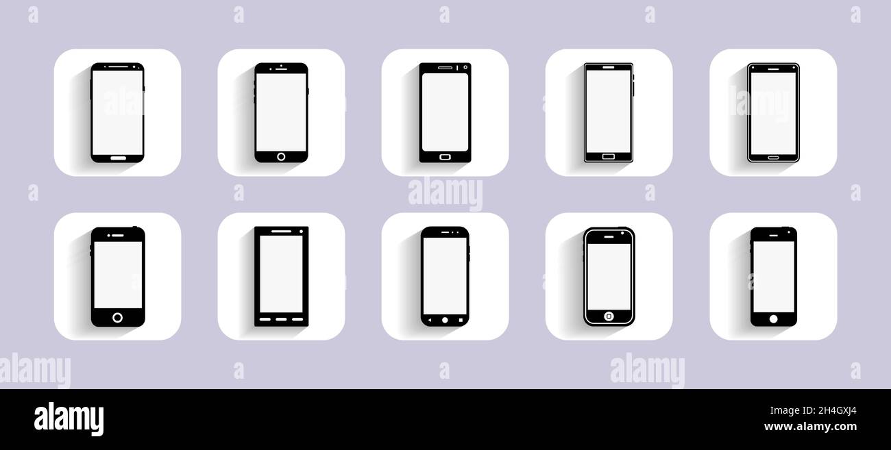 Mobile Devices icons set, Flat design, Vector illustration in 10 colors ...