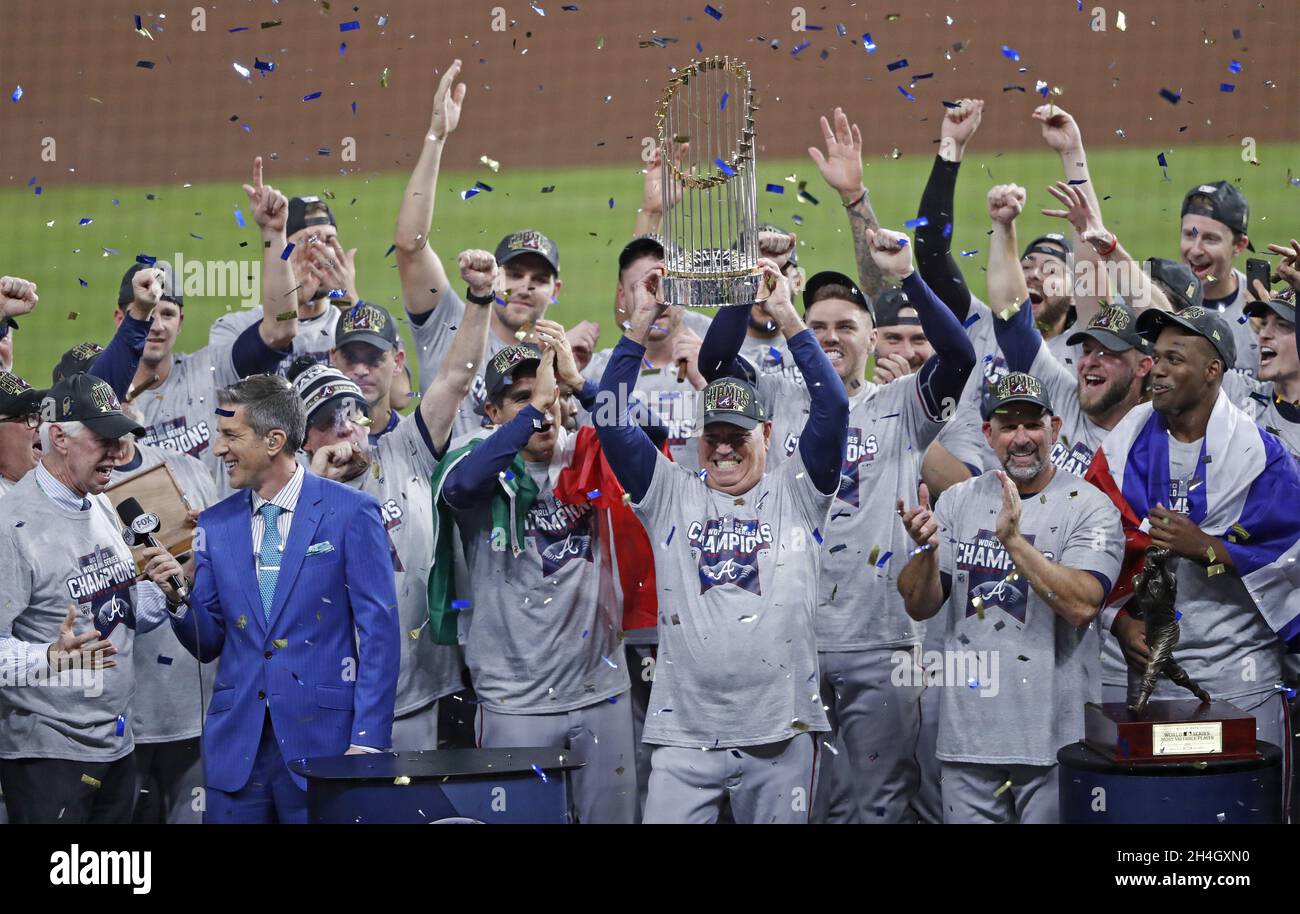 Houston, United States. 03rd Nov, 2021. The Atlanta Braves manager ...