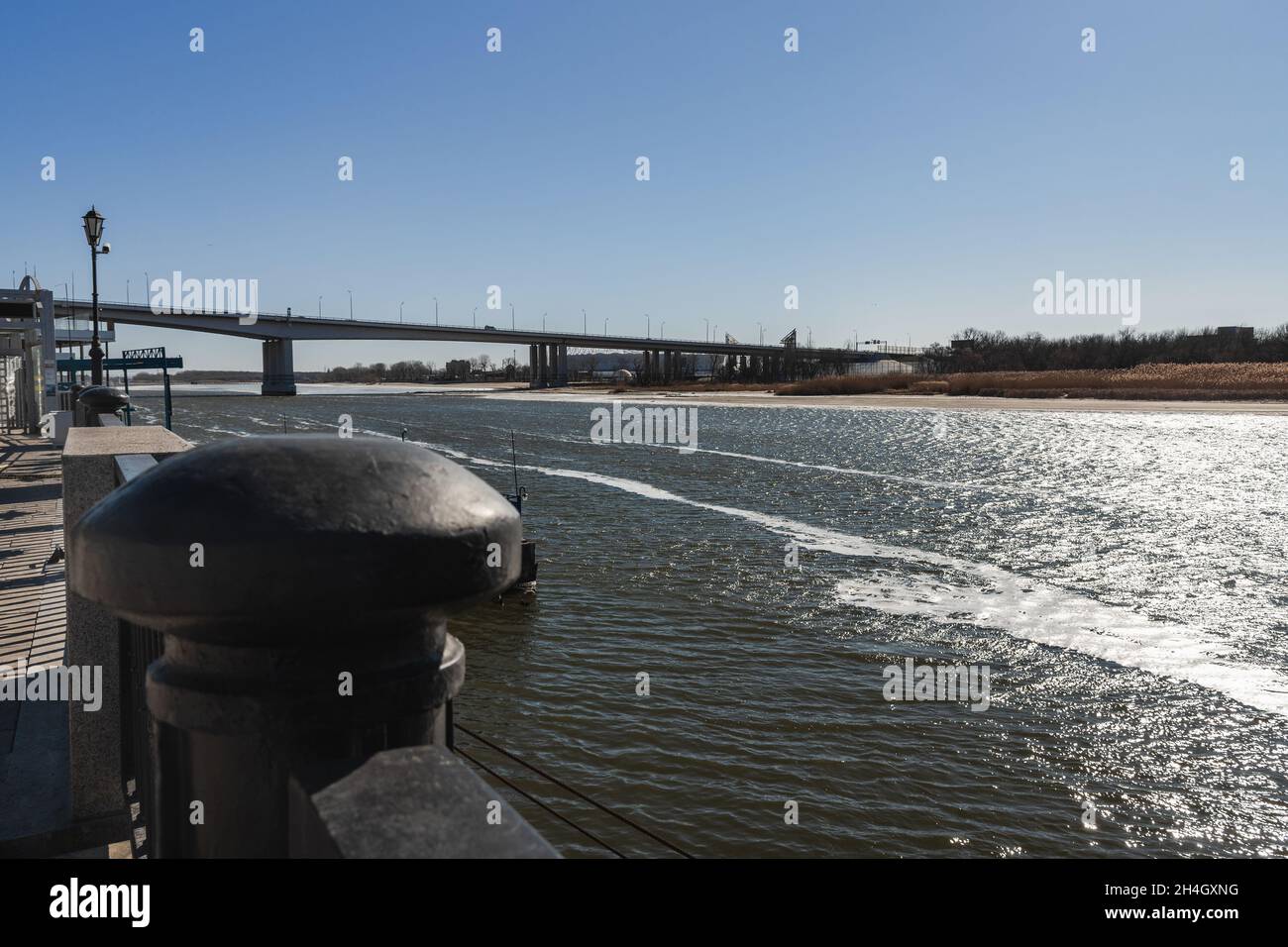 View of Embankment of Don River and Voroshilovsky bridge in Rostov-on ...