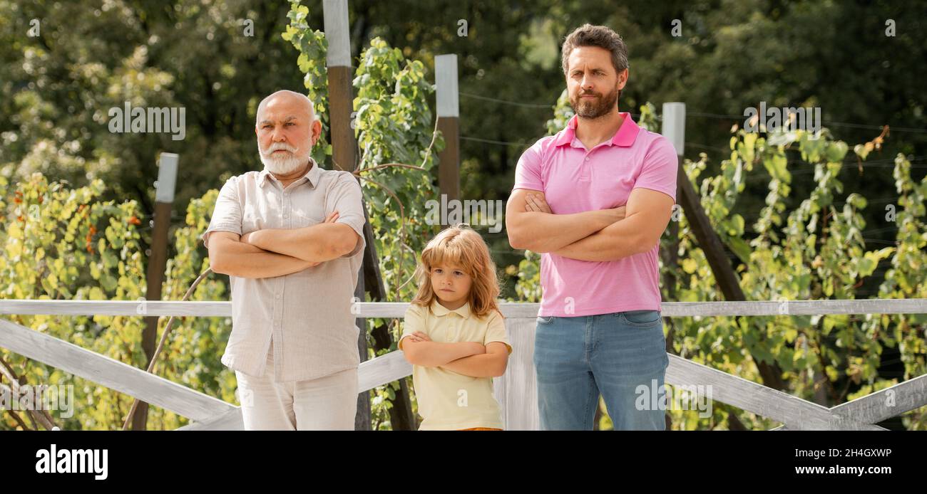 Banner of male generation family together with three different ...