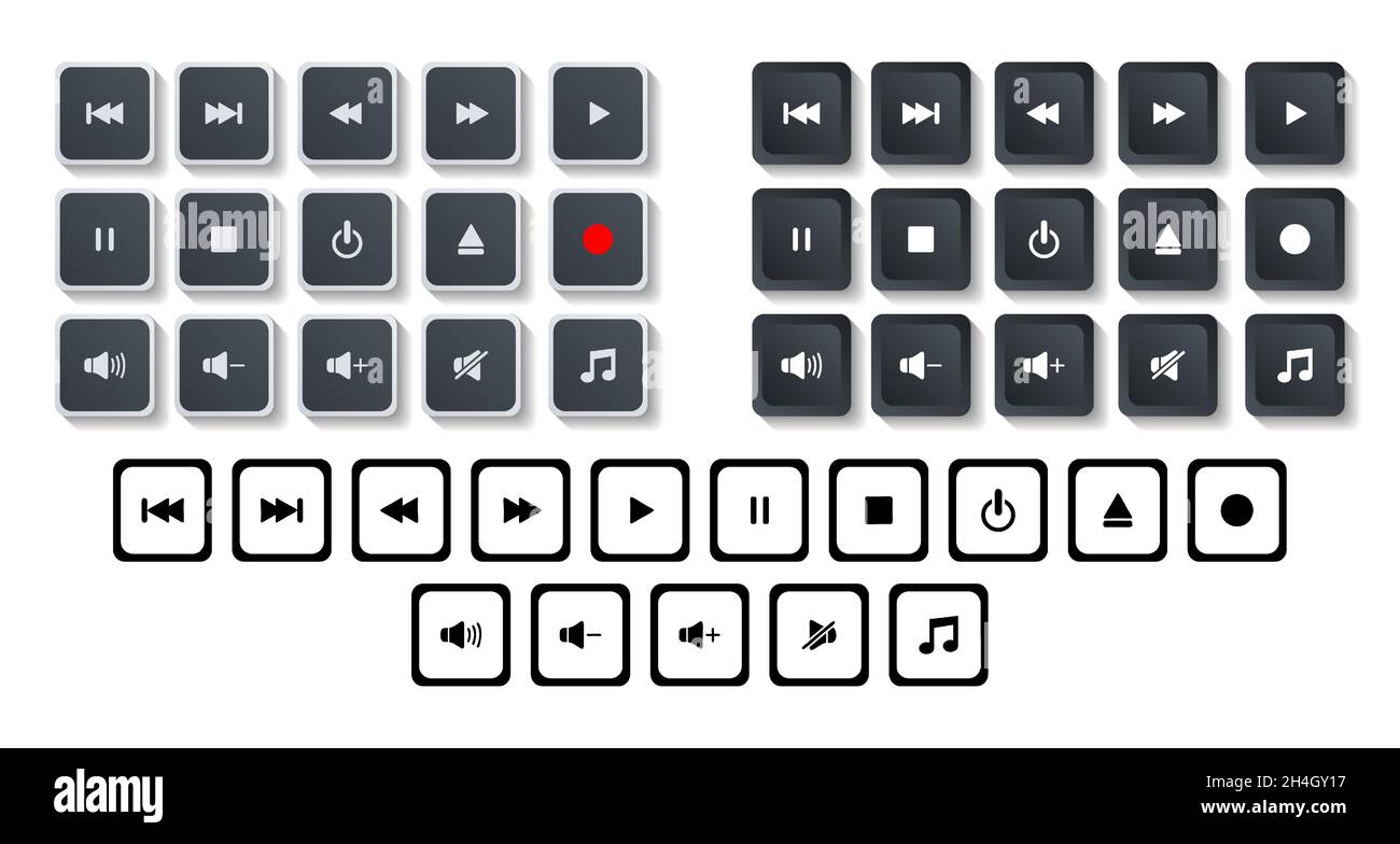 Audio player buttons sound icons Stock Vector Images - Alamy