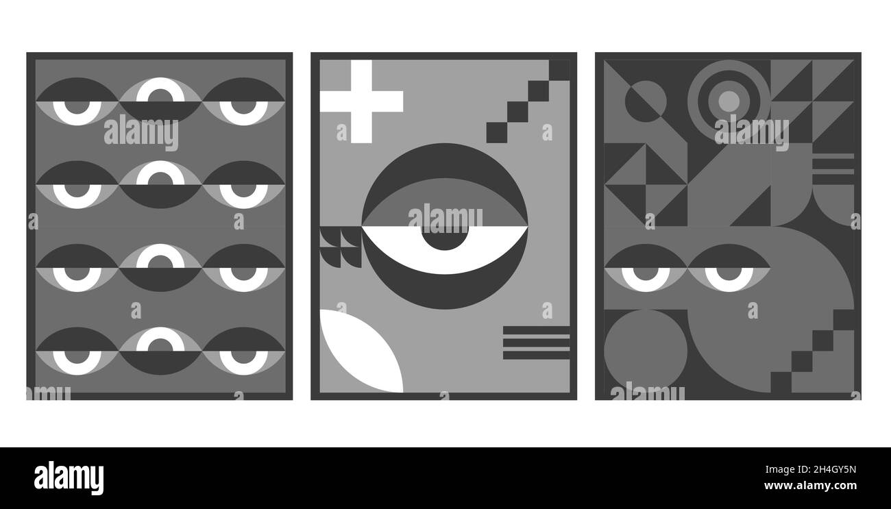 Set covers flat geometric Black and White Stock Photos & Images - Alamy