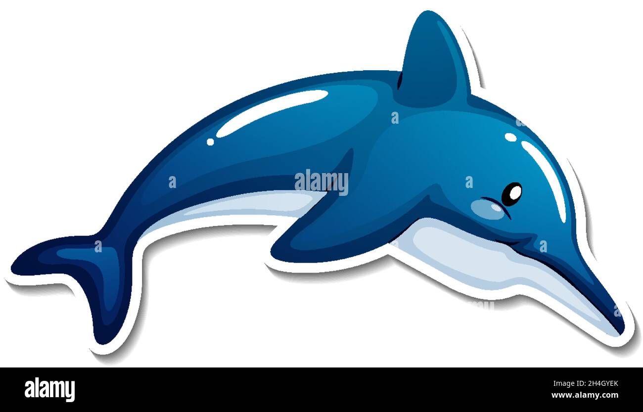 Cute dolphin cartoon sticker illustration Stock Vector Image & Art - Alamy