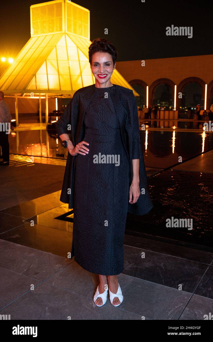 Doha, Qatar, November 2, 2021. Farida Khelfa arrives to the opening ...