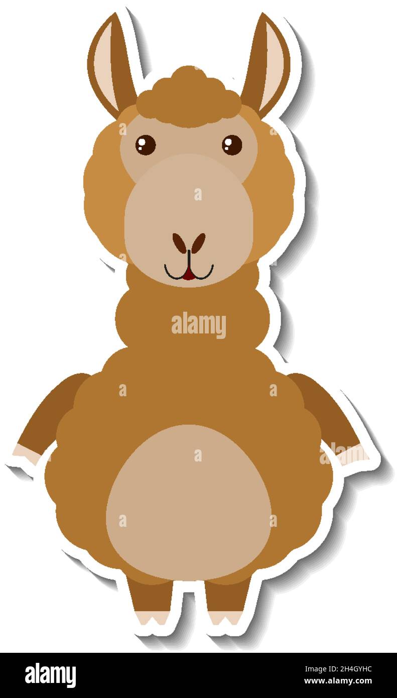 Chubby alpaca animal cartoon sticker illustration Stock Vector Image ...