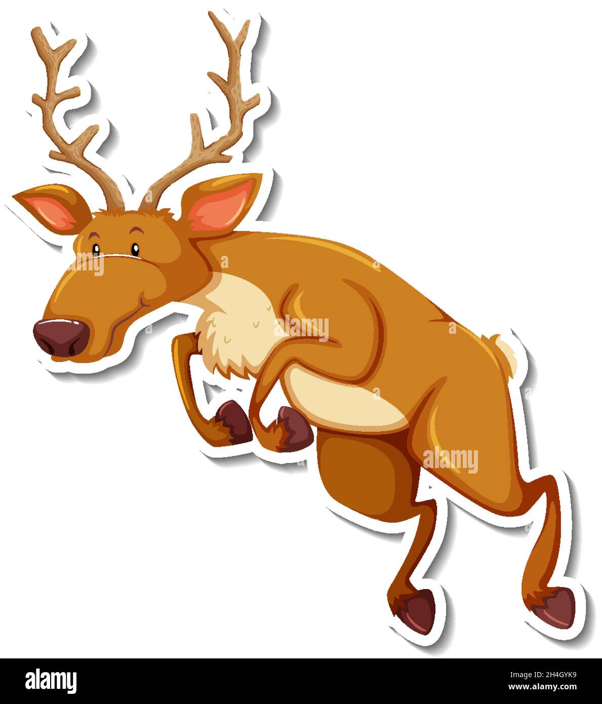 Deer leaping cartoon character sticker illustration Stock Vector Image ...