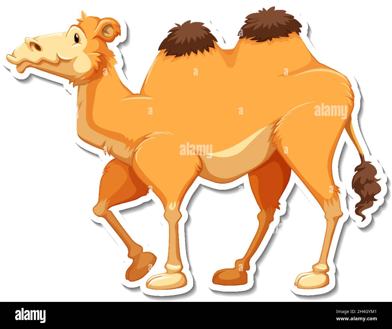 A sticker template of camel cartoon character illustration Stock Vector ...