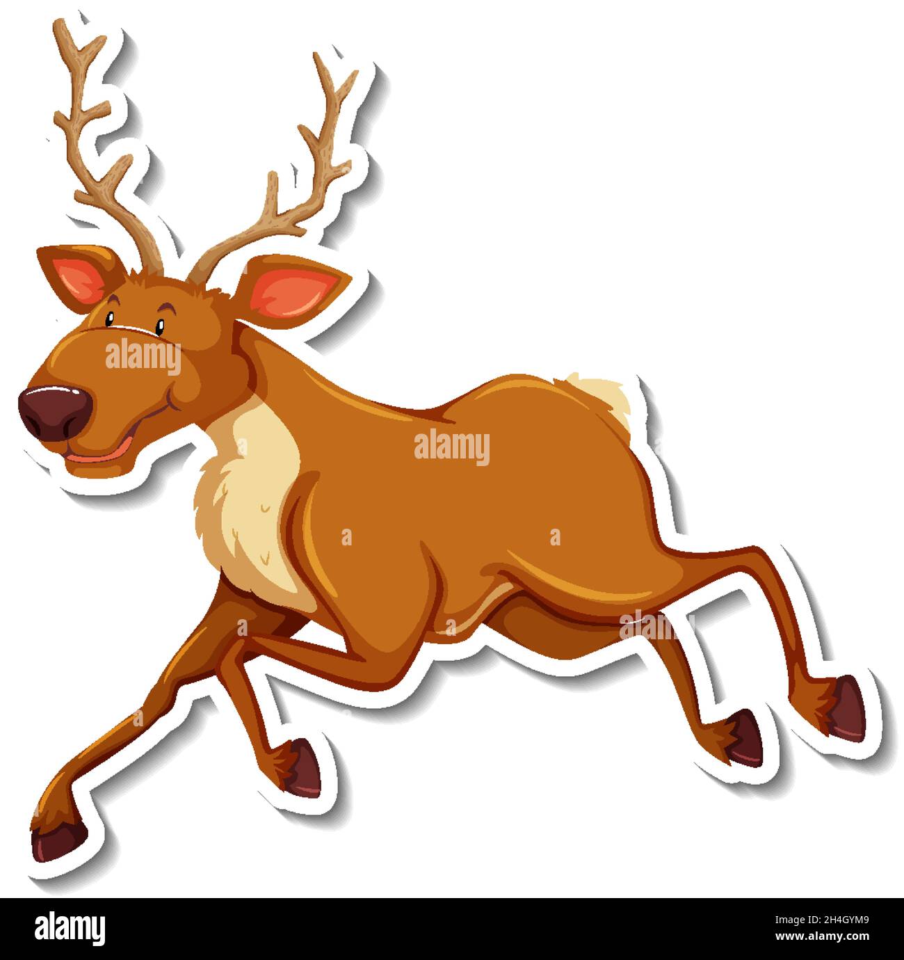 Deer running cartoon character sticker illustration Stock Vector Image ...