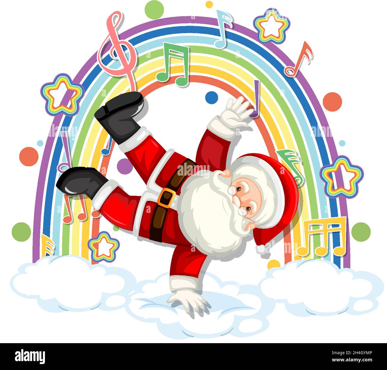 Santa Claus with melody symbols on rainbow illustration Stock Vector ...