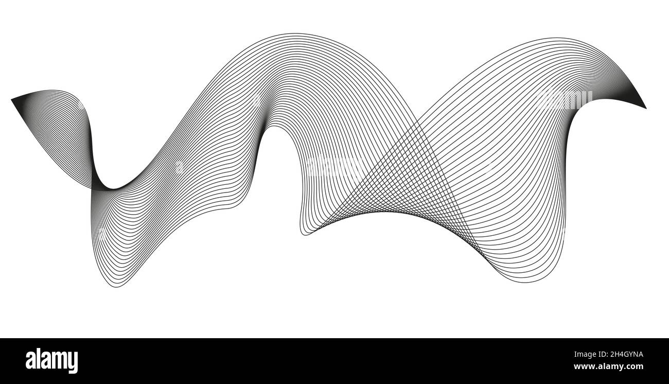 Wavy abstract stripes. Curved line vector elements for music design ...
