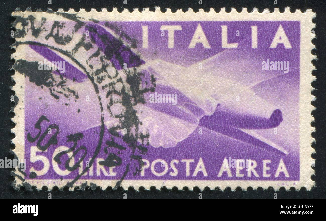 ITALY - CIRCA 1945: stamp printed by Italy, shows Plane and Clasped ...