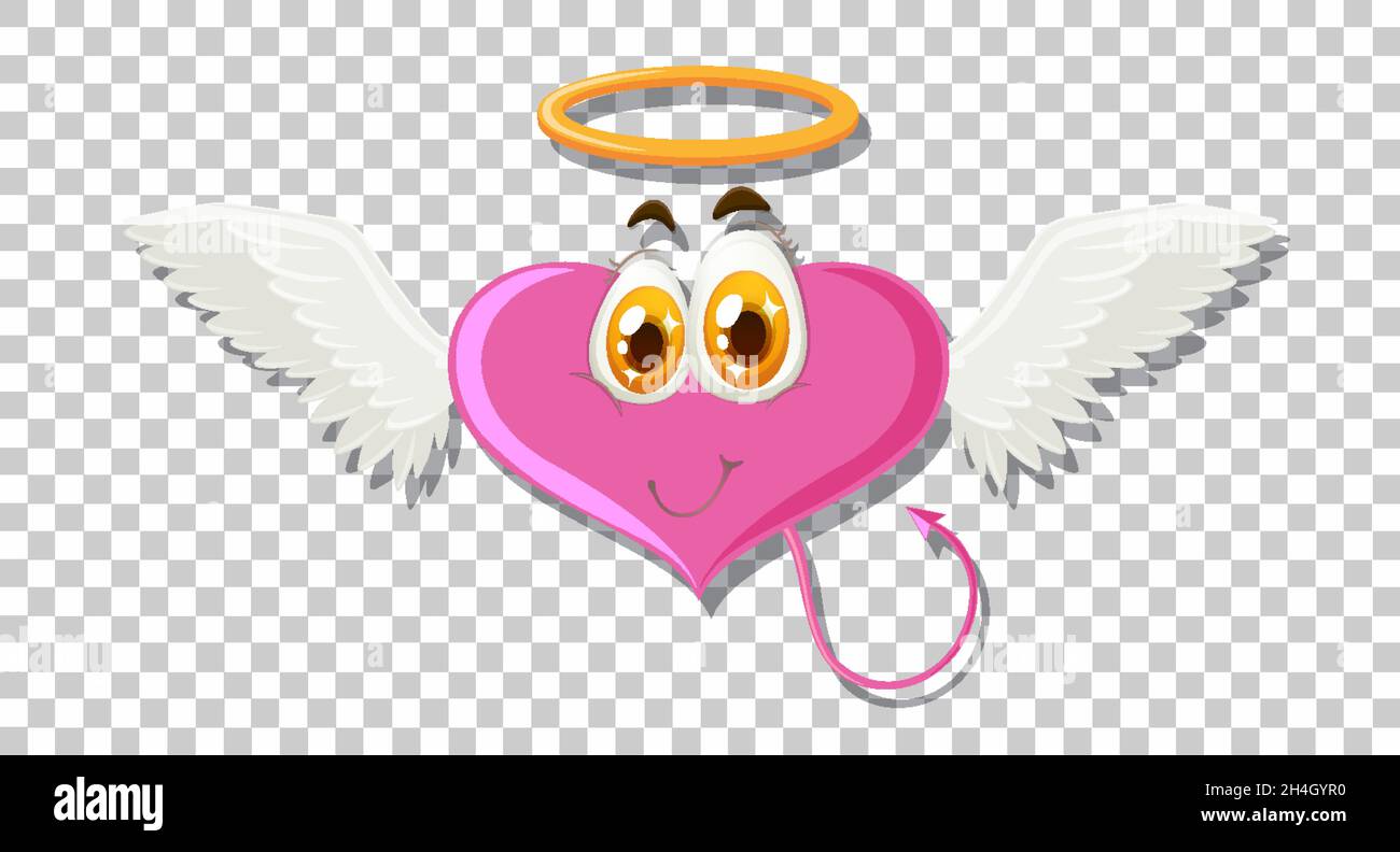 Heart shape angel with facial expression illustration Stock Vector ...