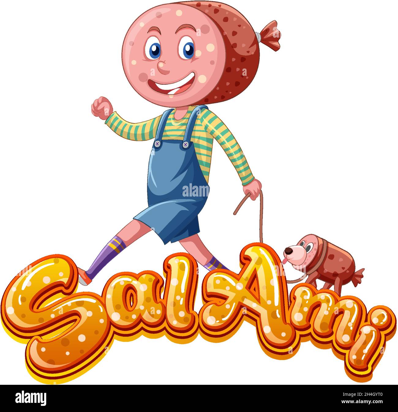 Salami logo text design with salami character illustration Stock Vector ...