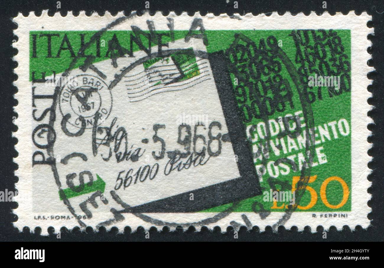 ITALY - CIRCA 1967: stamp printed by Italy, shows Letter addressed with ...