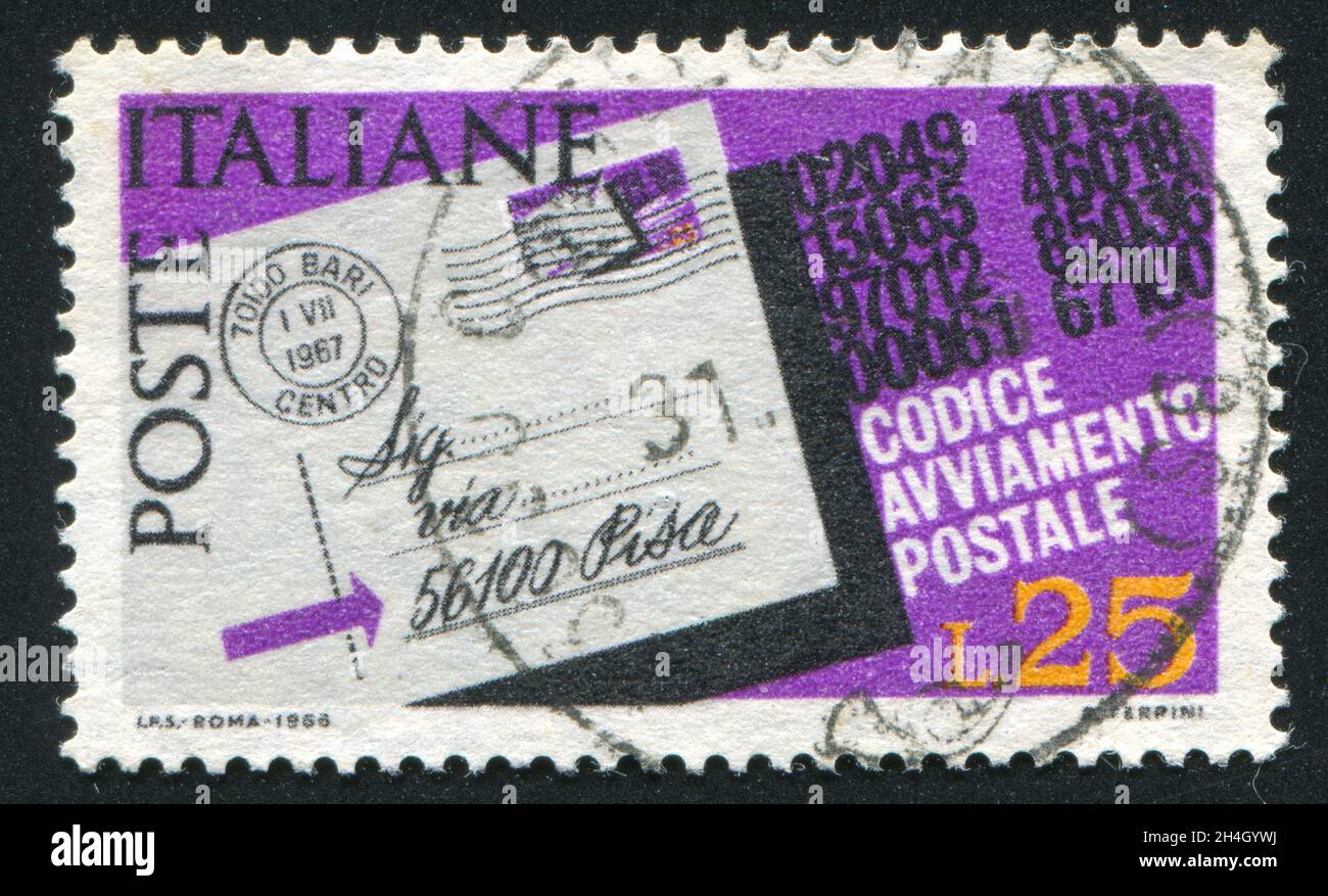 ITALY - CIRCA 1967: stamp printed by Italy, shows Letter addressed with ...