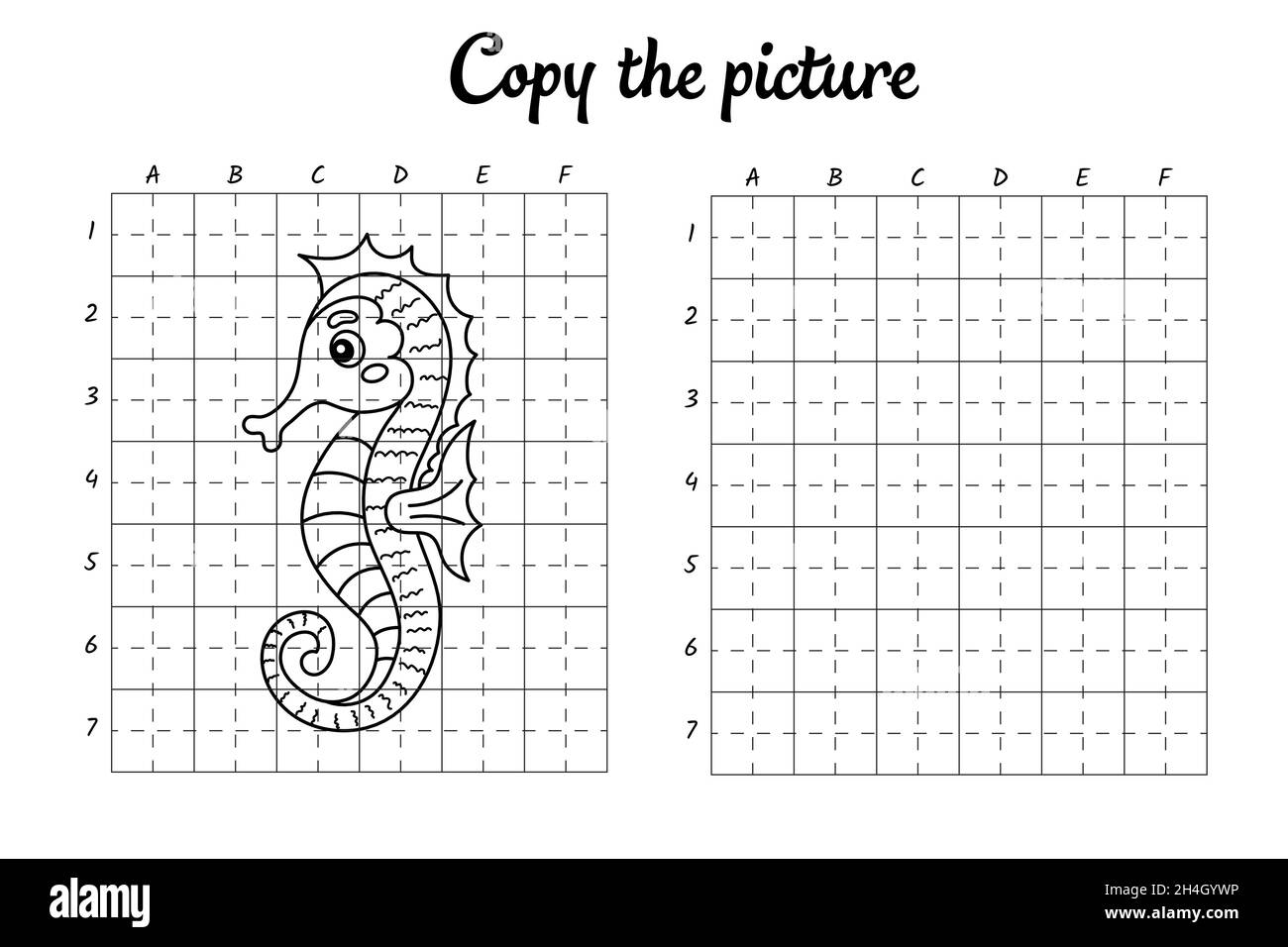 Copy the picture. Draw by grid. Coloring book pages for kids ...