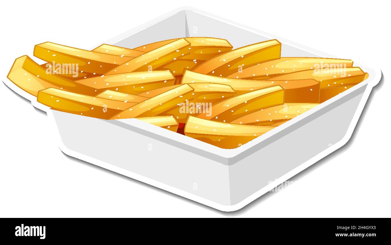 French fries sticker on white background illustration Stock Vector ...