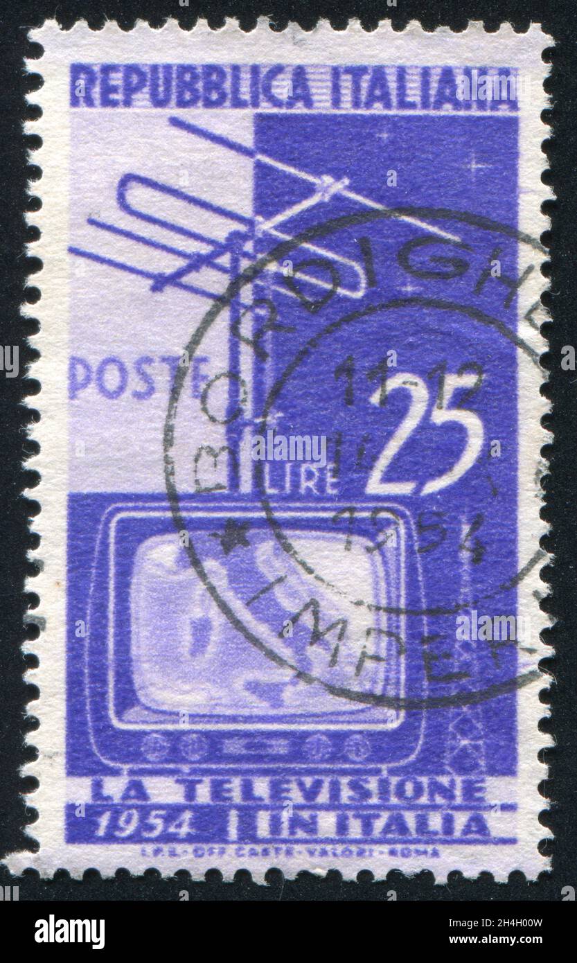 ITALY - CIRCA 1954: stamp printed by Italy, shows Television Screen and ...